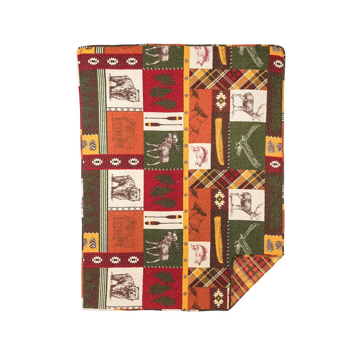 C&F Home Keaton Forest Wildlife Quilted Reversible Throw Blanket | Bass ...